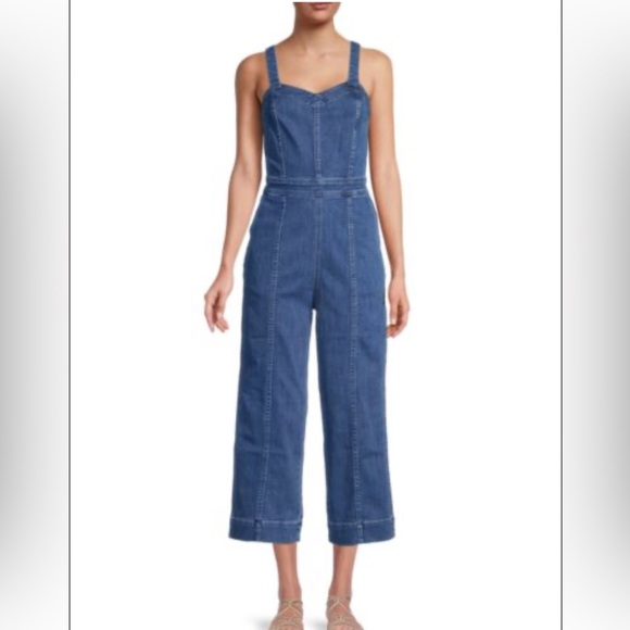 Madewell | Jeans | Madewell Blue Denim Overalls With Wideleg Cropped ...